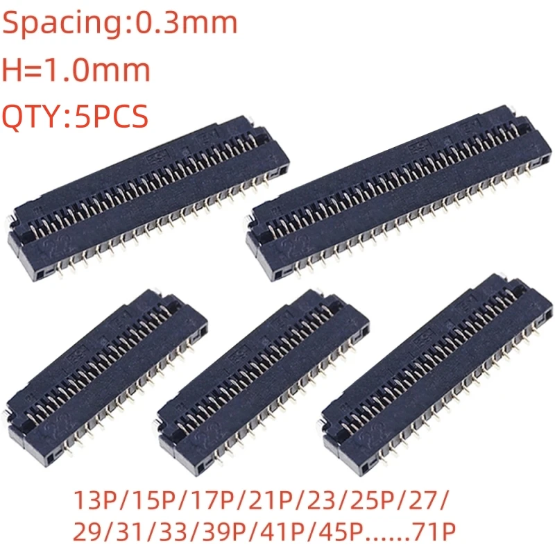 FPC 0.3mm Flexible Cable Connector Socket Clamshell Bottom Contact Type ...