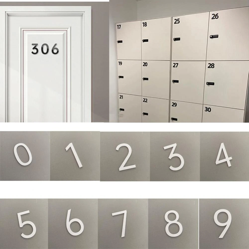 3D Numeral Door Plaque House Drawer Sign Plating Gate Digits 0 to 9 ...