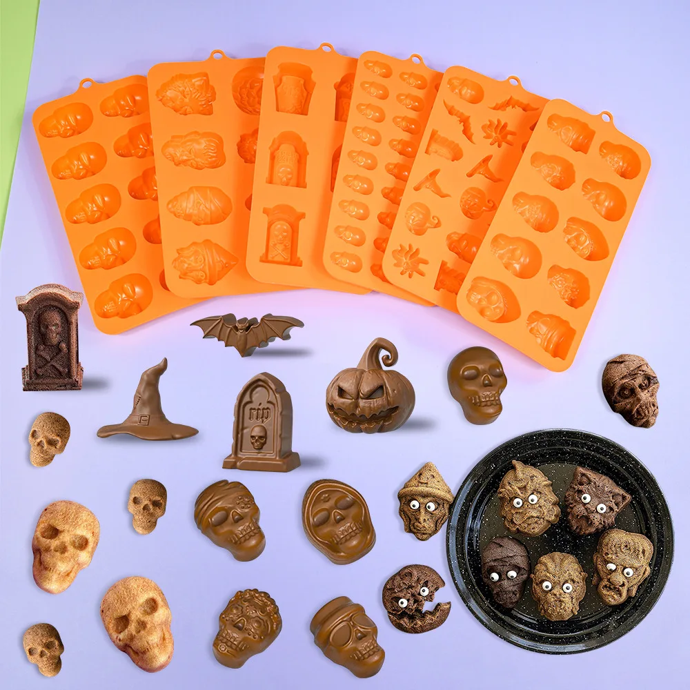 Halloween-Molds-Skull-Pumpkin-Chocolate-Silicone-Mold-Witch-Ghost ...