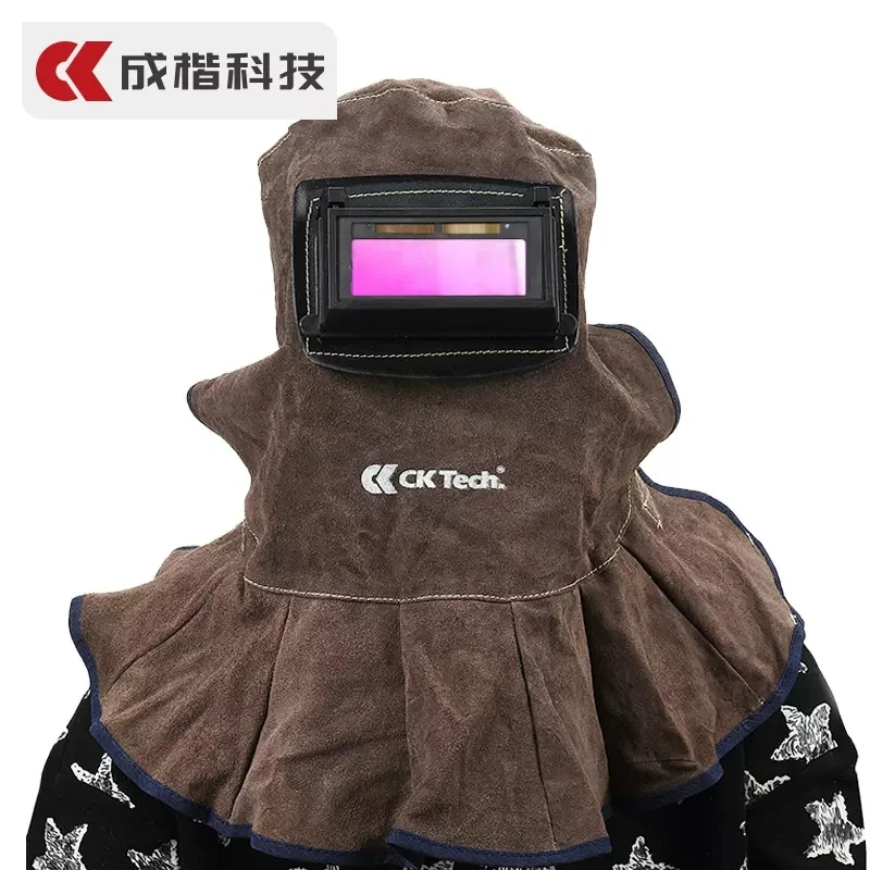 Geniune-Leather-Welding-Helmet-Mask-Solar-Flip-Cover-Lens-Breathable ...