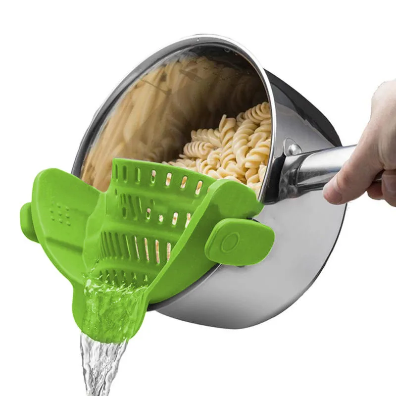 Coador de cozinha silicone clipe pan dreno rack tigela funil arroz ...
