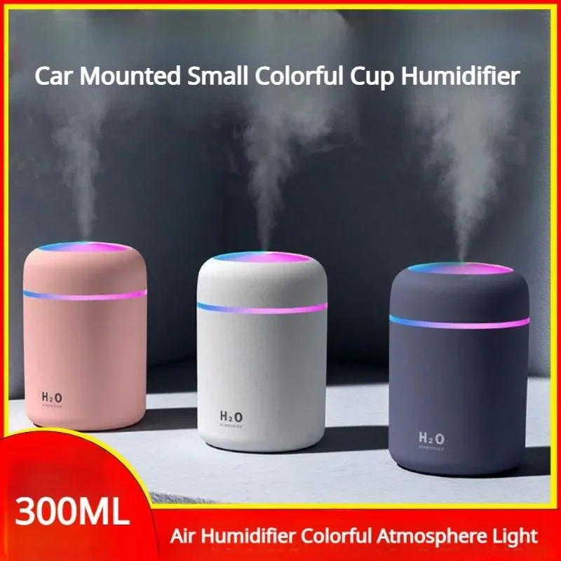 1PC-300ML-Air-Humidifier-Colorful-Atmosphere-Light-Mute-Humidification ...