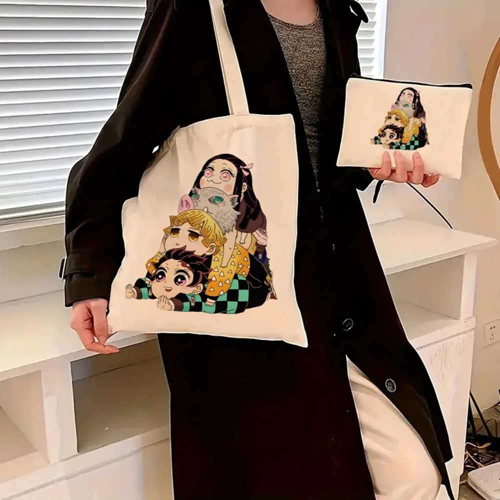 2pcs-Demon-Slayer-Nezuko-Print-Tote-Bag-Set-Lightweight-Burlap-Shopping ...