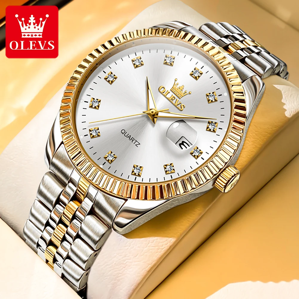 OLEVS New Men's Watches Original Luxury Quartz Diamond Watch for Man ...