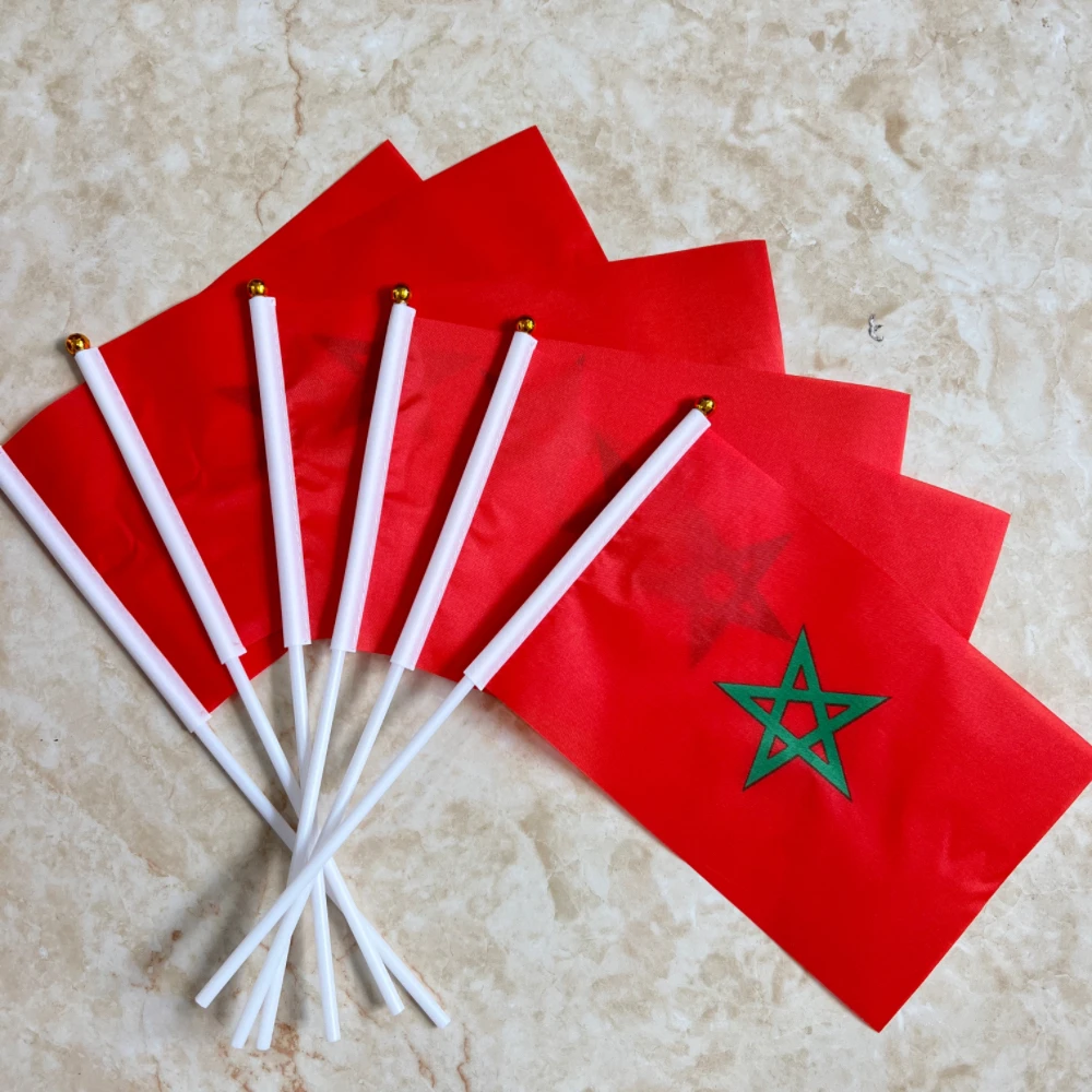 14 * 21cm Moroccan hand-held plastic stick flag outdoor celebration ...