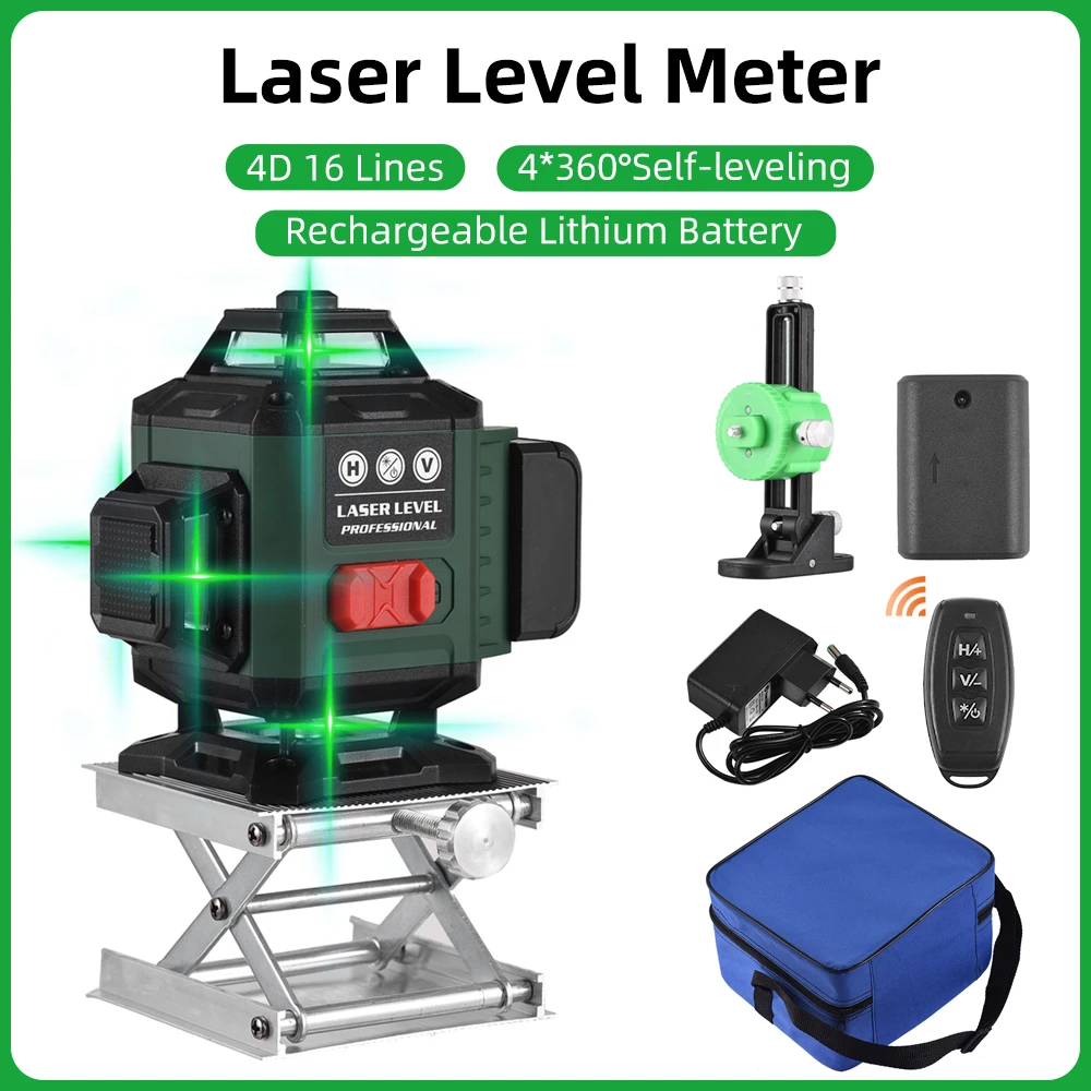 Laser Level Meter 16 Lines 4d 4*360° Self-leveling Leveling Tool Green ...