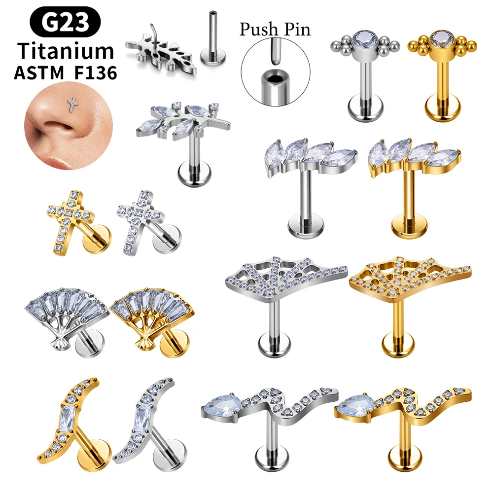 ASTM-F136-Titanium-Threadless-EAR-PIERC-CZ-Stud-Sector-Snake-Shape-Push ...
