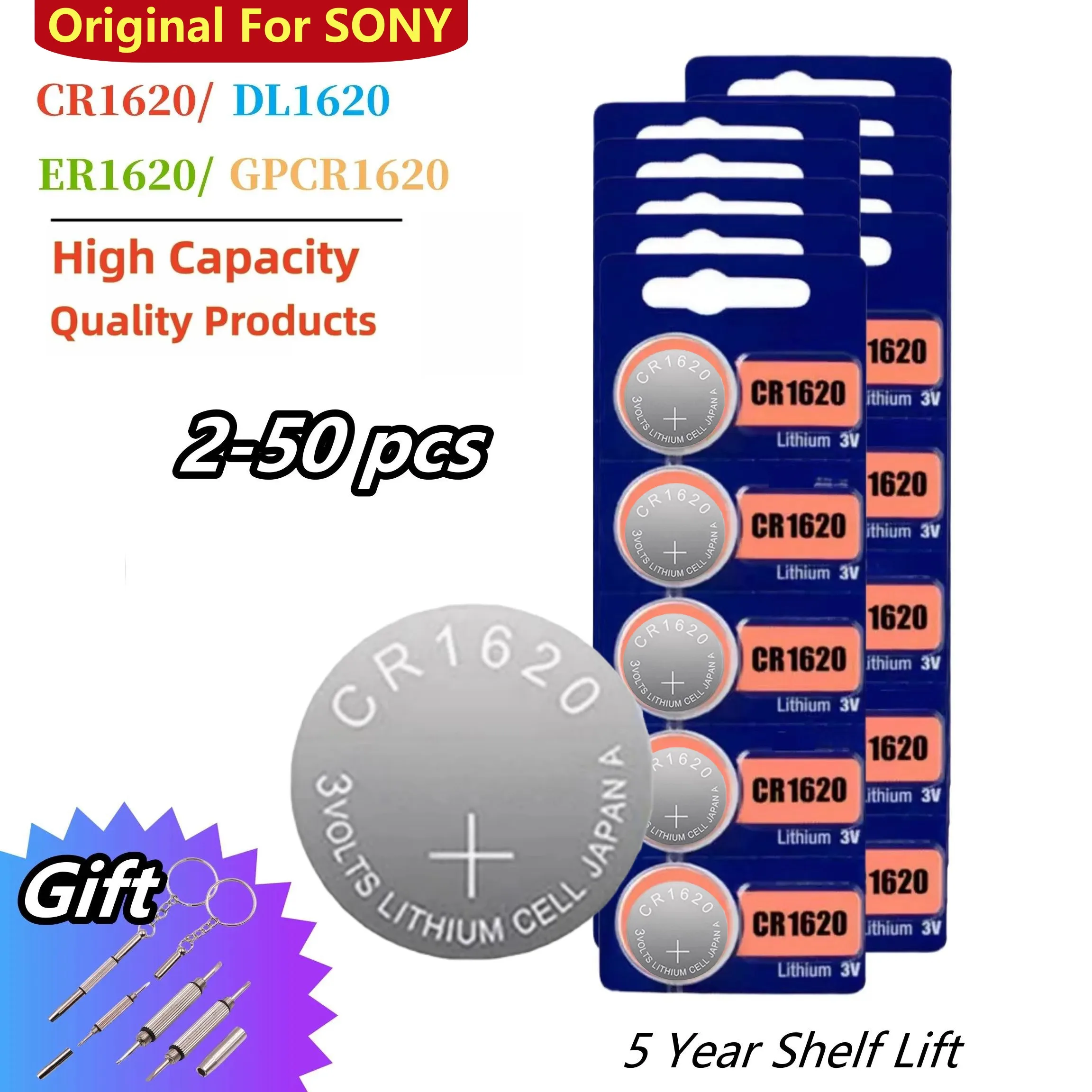 10-50pcs-Original-For-SONY-CR1620-Coin-Cells-Batteries-CR-1620-Lithium ...