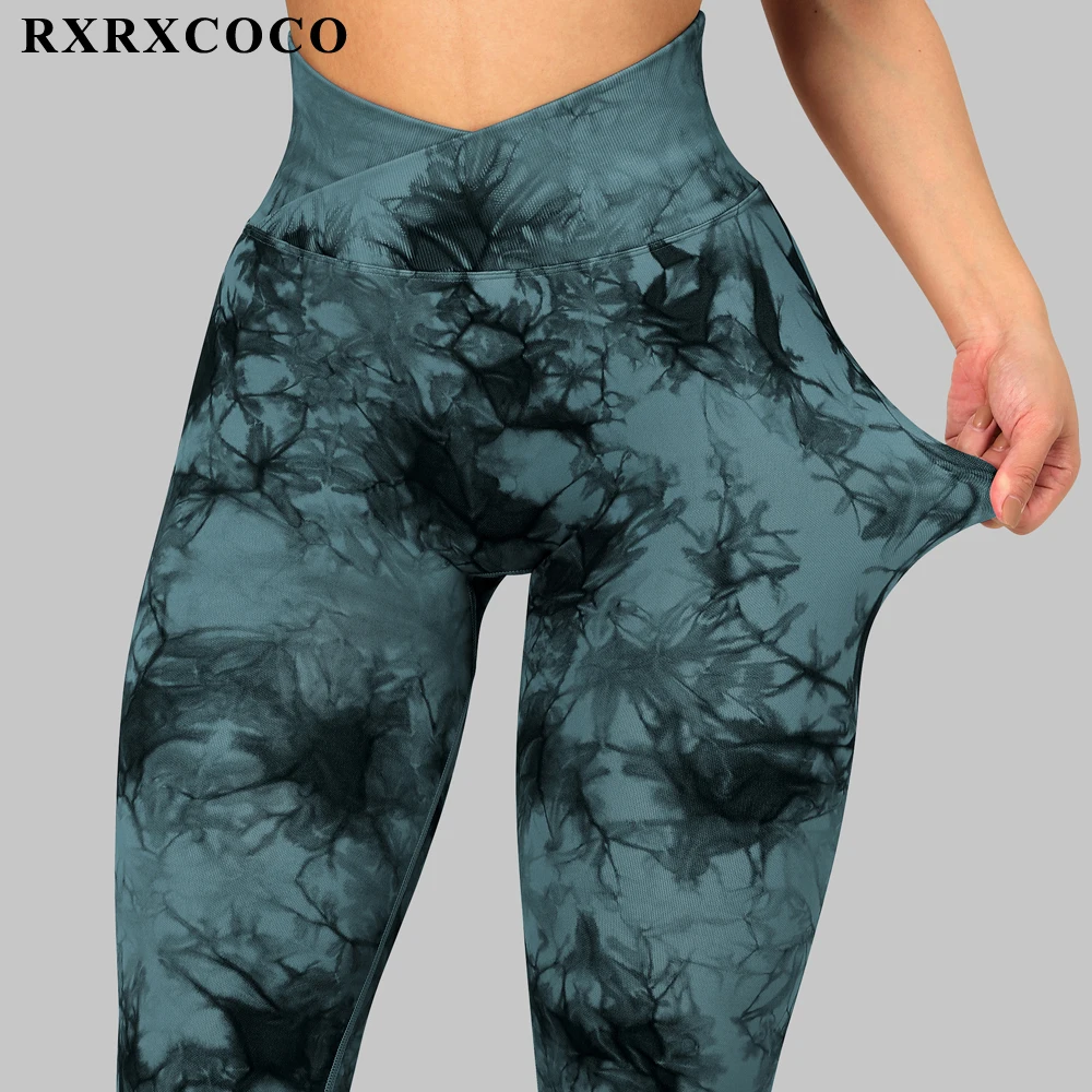 Tie Dye Yoga Leggings Workout | Tie Waist Sports Leggings | Seamless Tie Dye Leggings - Yoga ...