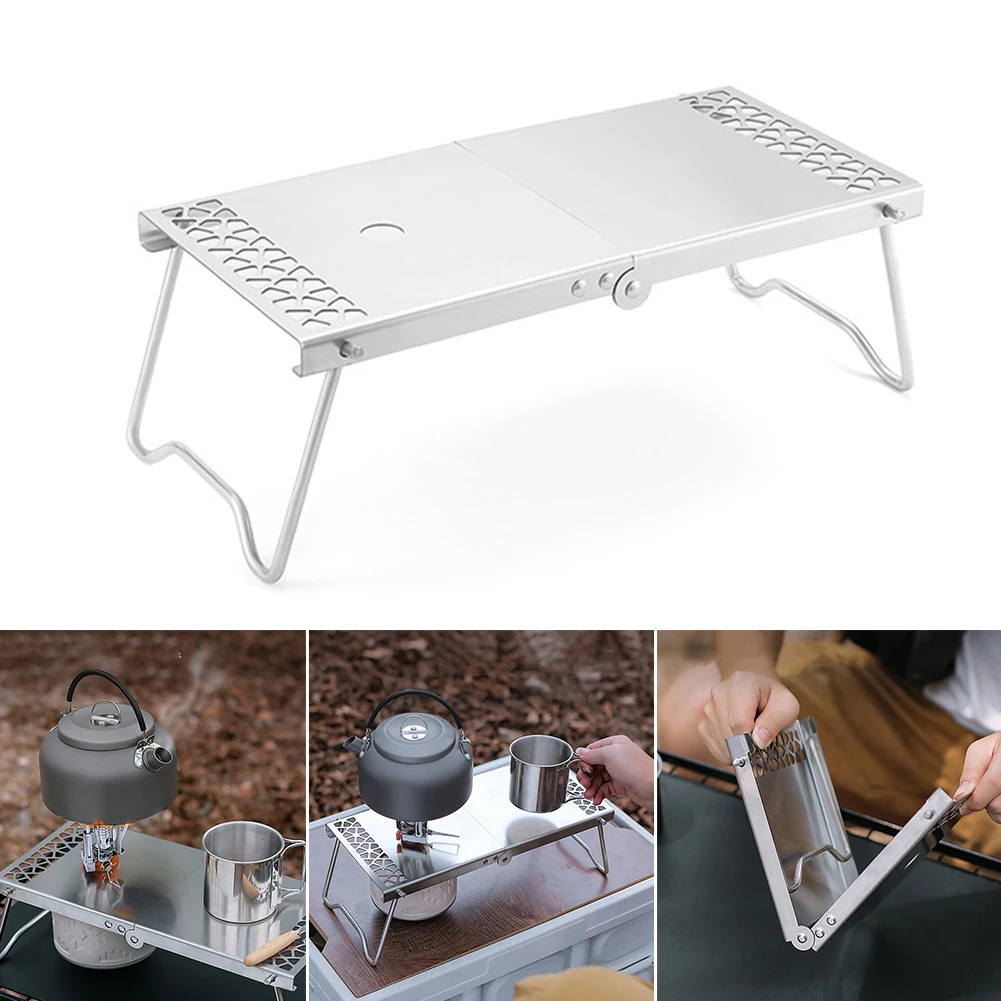 Stainless Steel Camping Stove Table with Storage Bag Foldable Camping ...