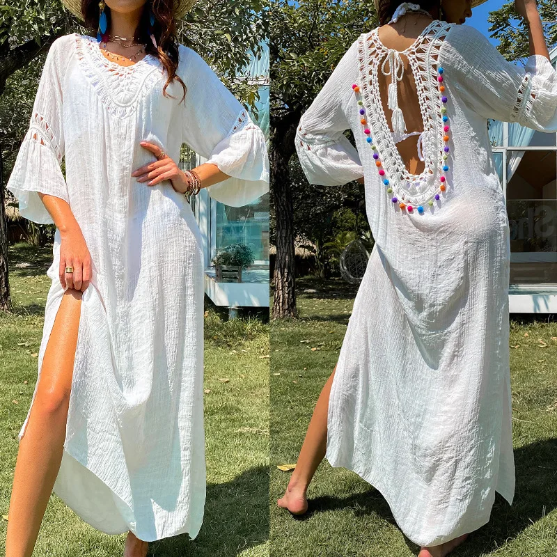 2024-New-Beach-Dress-for-Women-Backless-One-Pieces-Kimono-Kaftan-with ...