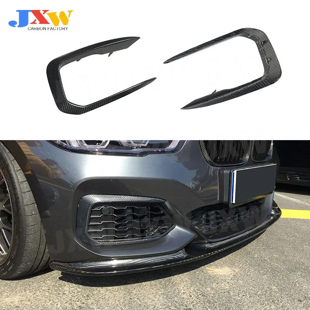 Dry Carbon Fiber Front Fog Lamp Wind Knife Fangs Trim Strips For Bmw 1 ...