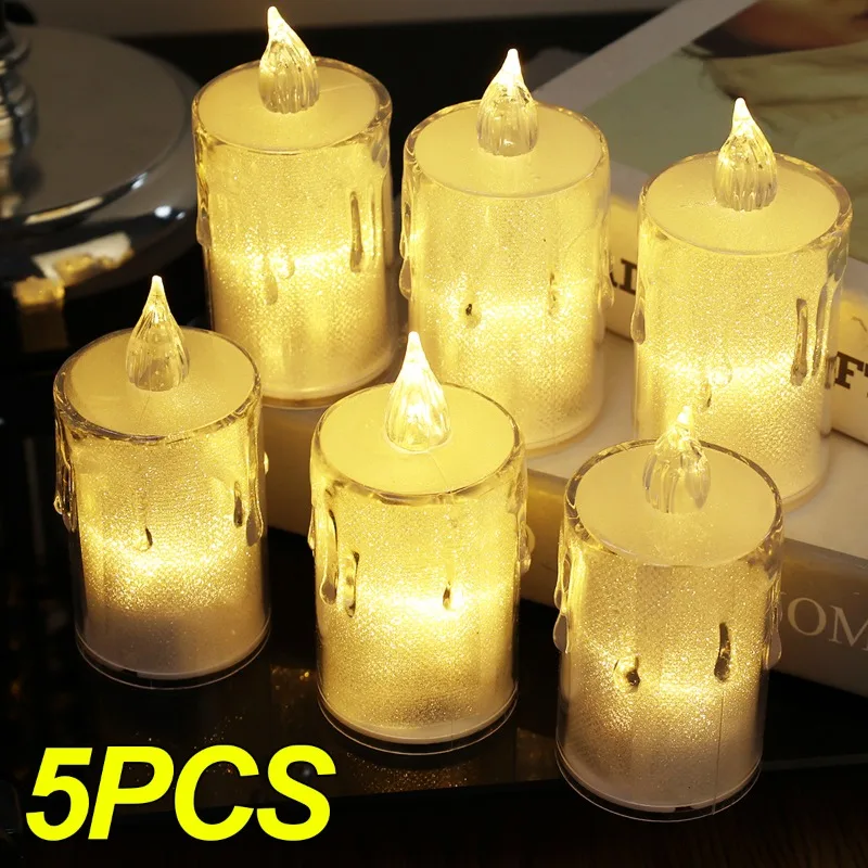 1-5PCS-Flameless-LED-Candle-Light-Transparent-Tearful-Acrylic ...