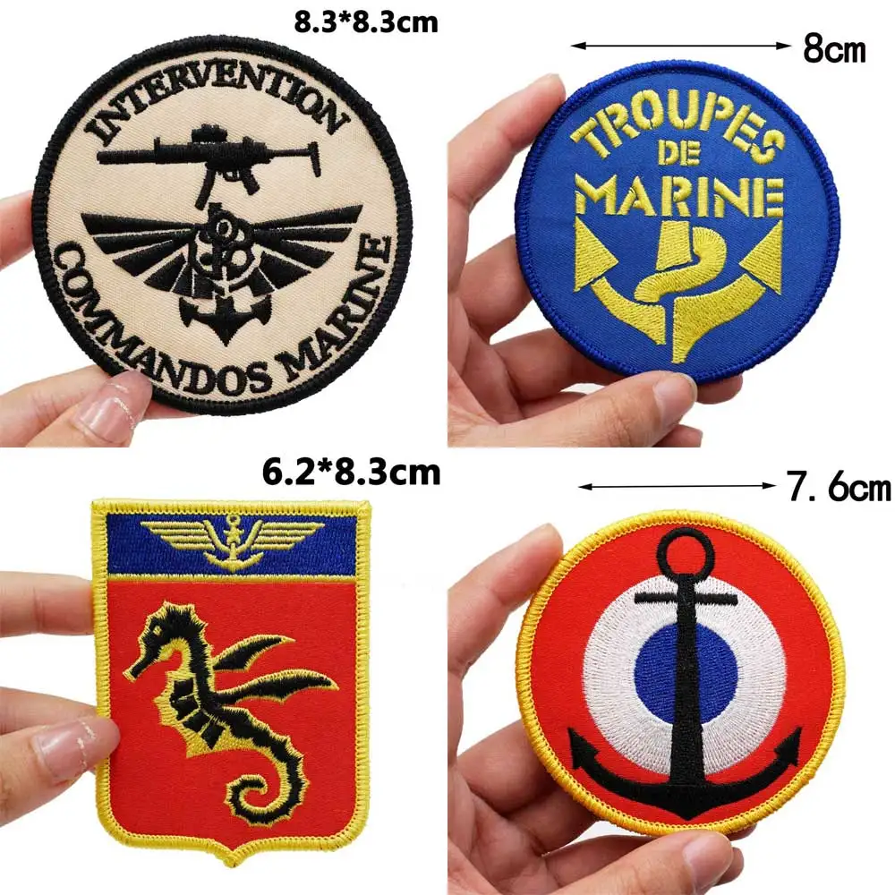 French-Navy-Tactical-Embroidery-Patches-with-Hook-and-Loop-Backing-for ...
