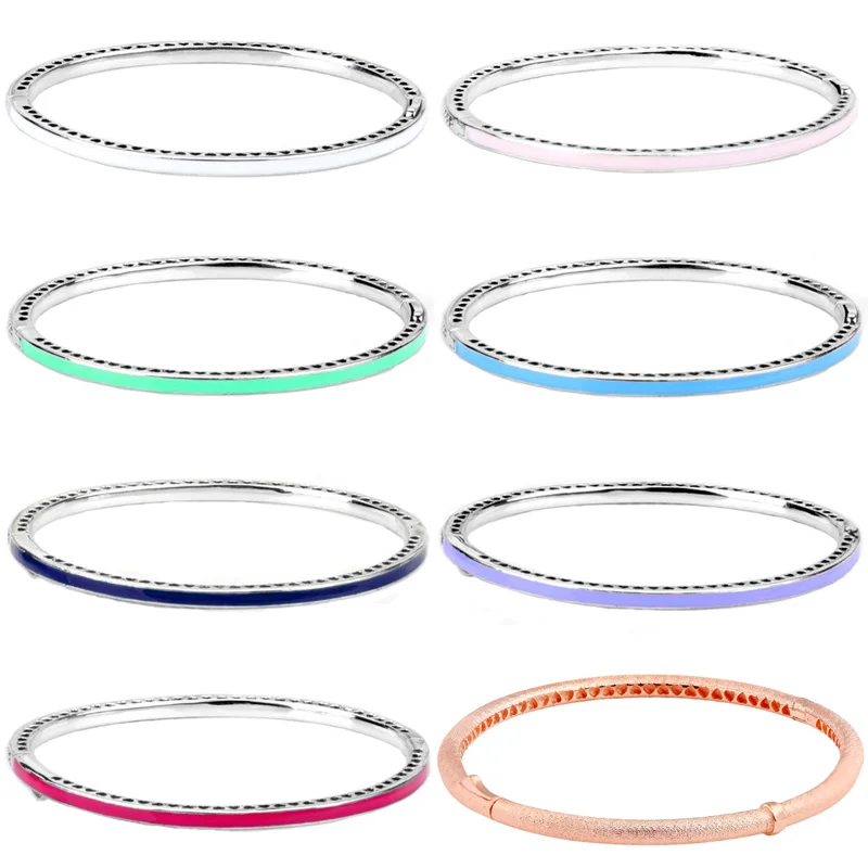 Original-Multicolor-Radiant-Hearts-Matte-Brilliance-Bangle-925-Sterling-Silver-Bracelet-Fit ...
