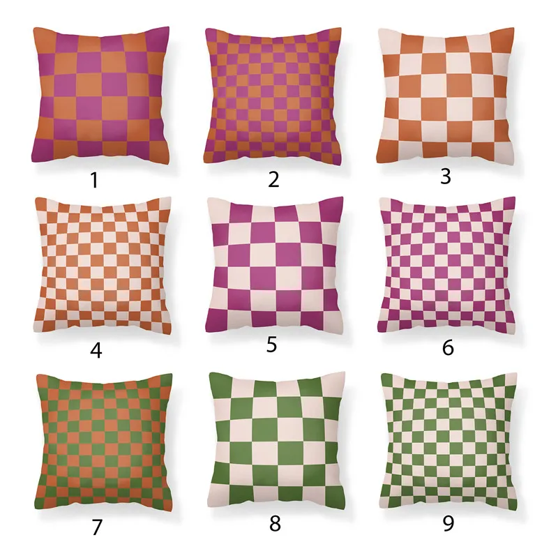 Novelty-3d-Checkered-Cushion-Cover-Colorful-Couch-Checkerboard ...