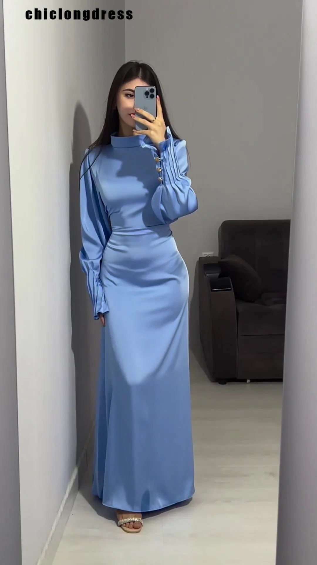 Spring-Fashion-Satin-Long-Dress-Abaya-Muslim-Women-Elegant-Long-Sleeved ...