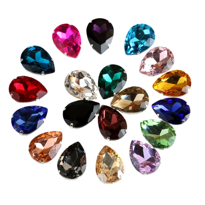 Drop Shape Glass Rhinestones With Claw Sew On Teardrop Crystal Stone ...