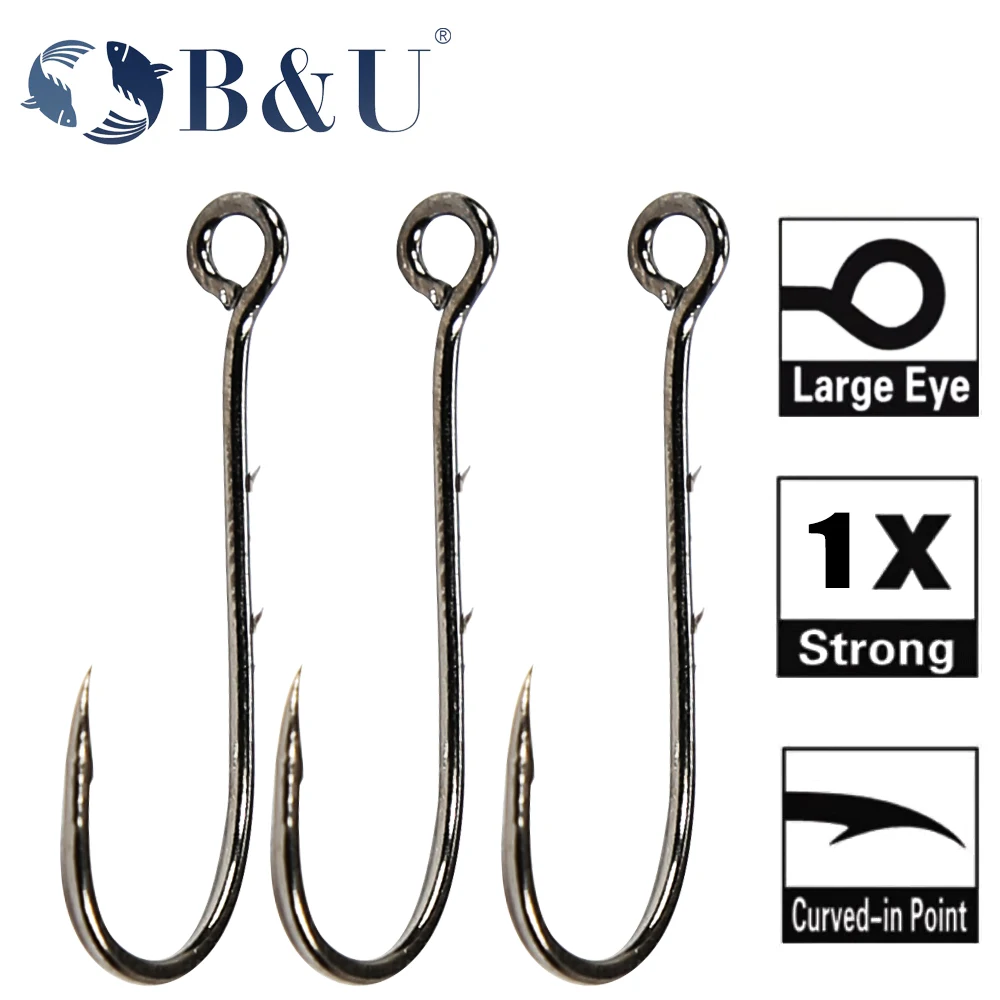 B-U-20pcs-big-eyes-ring-barb-Fishing-hook-Carbon-Steel-Single-Hooks ...