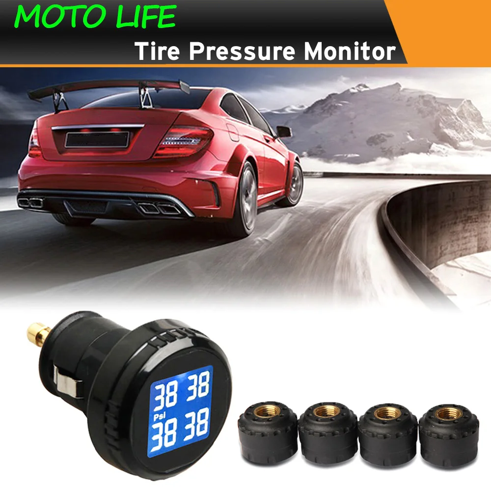 Tire-Pressure-Monitor-w-4-External-Cap-Sensors-Wireless-Tire-Pressure-Monitoring-System-TPMS ...
