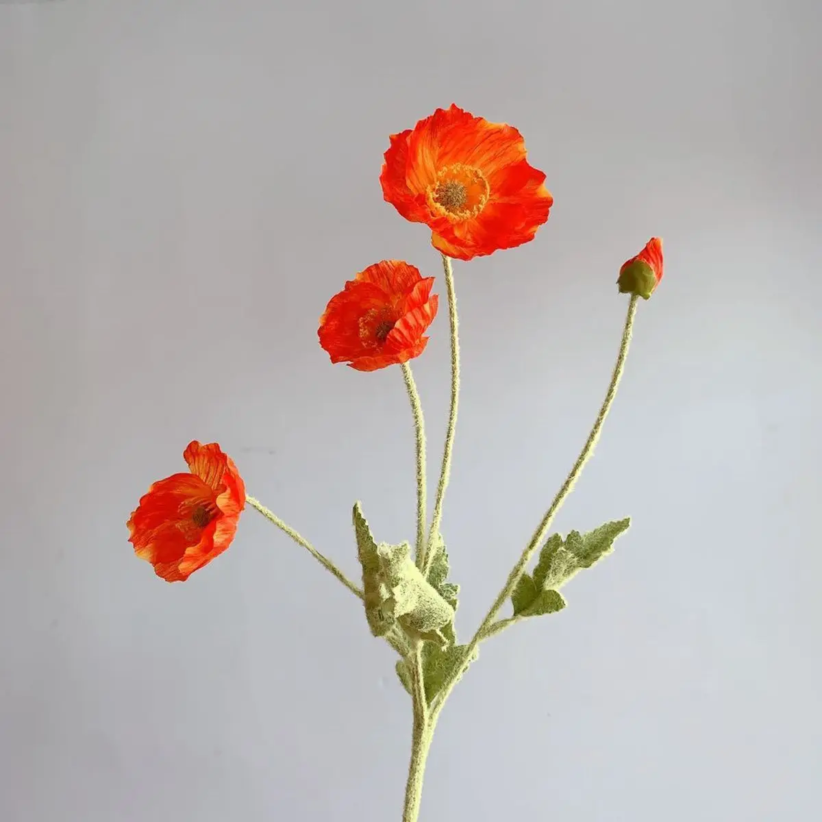 Color Flocking Stem Gorgeous Realistic Real Touch Artificial Papaver ...