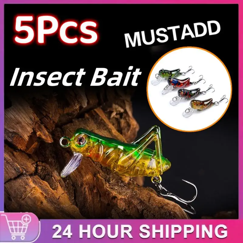 1-5PCS-Insect-Bionic-Fishing-Lure-Grasshopper-Minnow-Hard-Baits-Squid ...