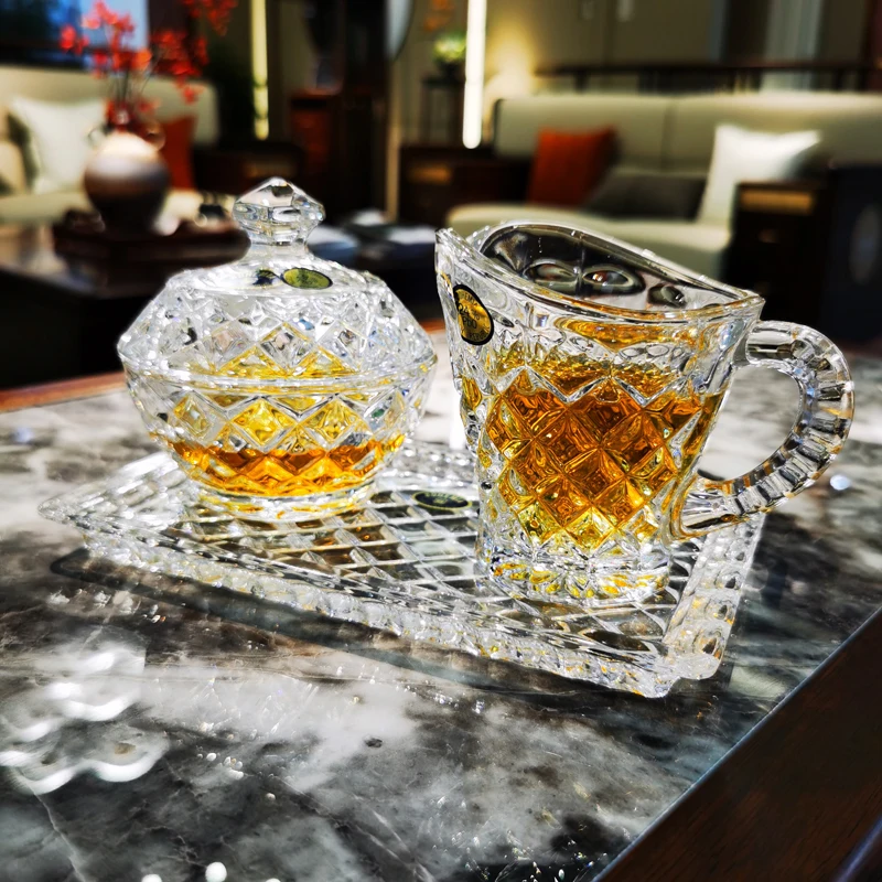 Crystal glass tray, sugar tank, milk , western tank with lid - buy at ...