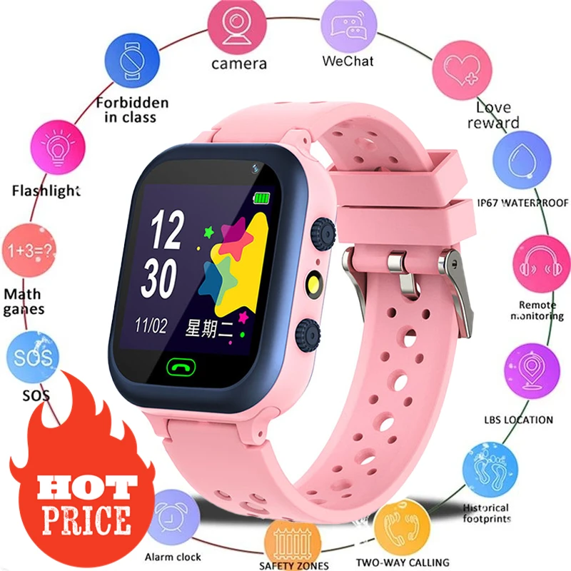 Kids Smart Watch Sim Card Call LBS Tracker Location SOS Camera Voice ...