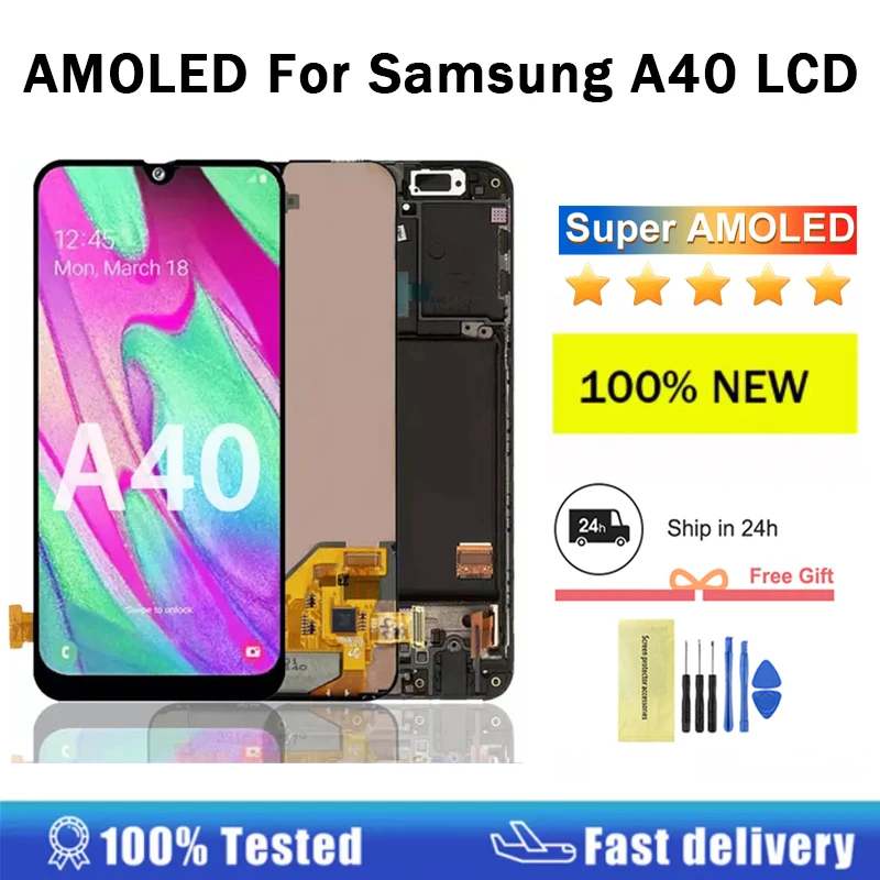 Pantalla-LCD-Super-AMOLED-para-Samsung-A40-montaje-de-digitalizador-con ...