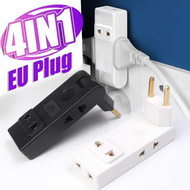 4in1-Wall-Outlet-Extension-Eu-Electrical-Socket-180-Degree-Plug ...