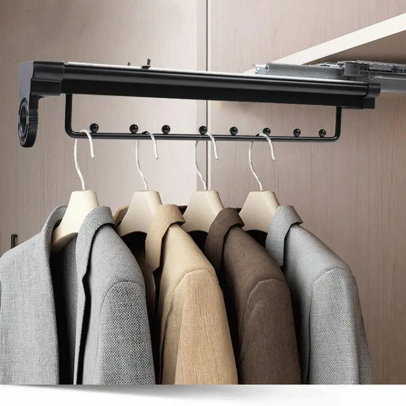 Retractable-Wardrobe-Rail-Clothes-Hanger-Towel-Coat-Rack-Closet-Cabinet ...