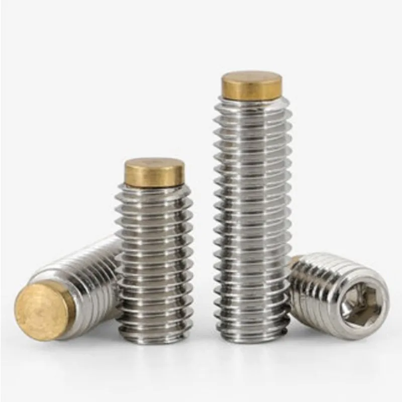 5-10pcs m3 m4 m5 m6 m8 m10 stainless steel with brass tip point headness grub set screw A2 ...