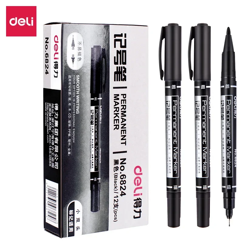 4/9pcs/lot Deli Twin Tip Permanent Marker Pen Set Fine Point Waterproof ...