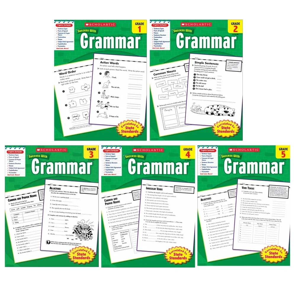 5-books-set-Scholastic-success-with-grammar-Grade1-5-Improve-skills ...