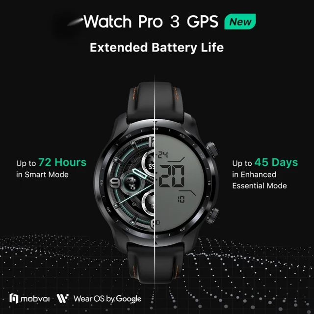 Pro 3 GPS Wear OS Smartwatch Sport Dual-Layer Display Snapdragon 4100 3 ...