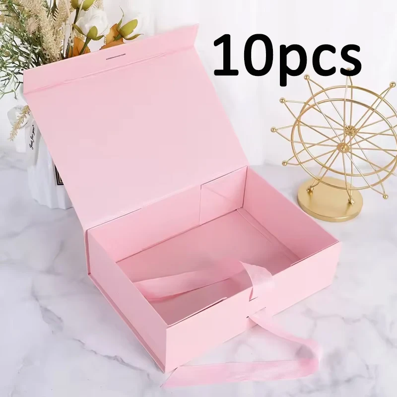 10Pcs Gift Box Present Boxes Pink White Black Gift Package Boxes With ...