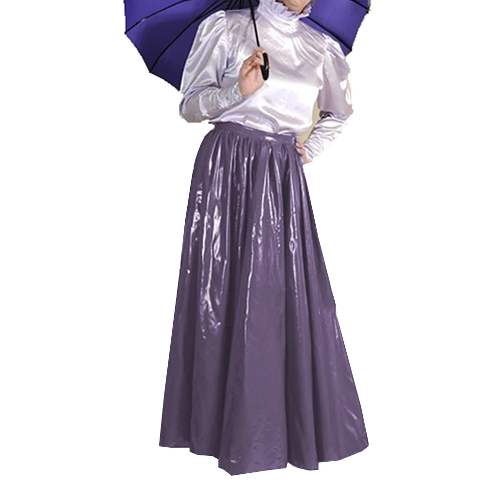 Wet-Look-Elegant-PVC-Leather-Maxi-Skirts-Floor-Length-High-Waist-Loose ...