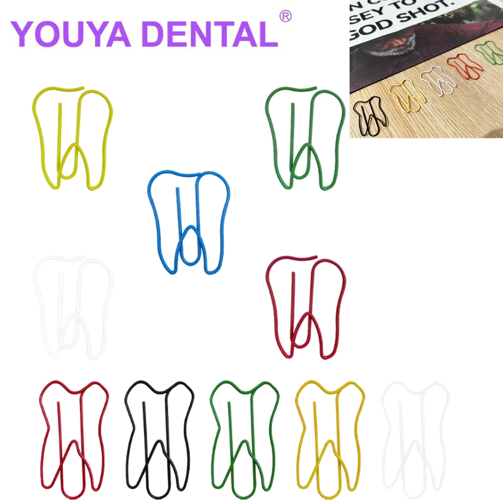 50Pcs-Creative-Colorful-Tooth-Shape-Paper-Clips-Note-Metal-Paperclip ...