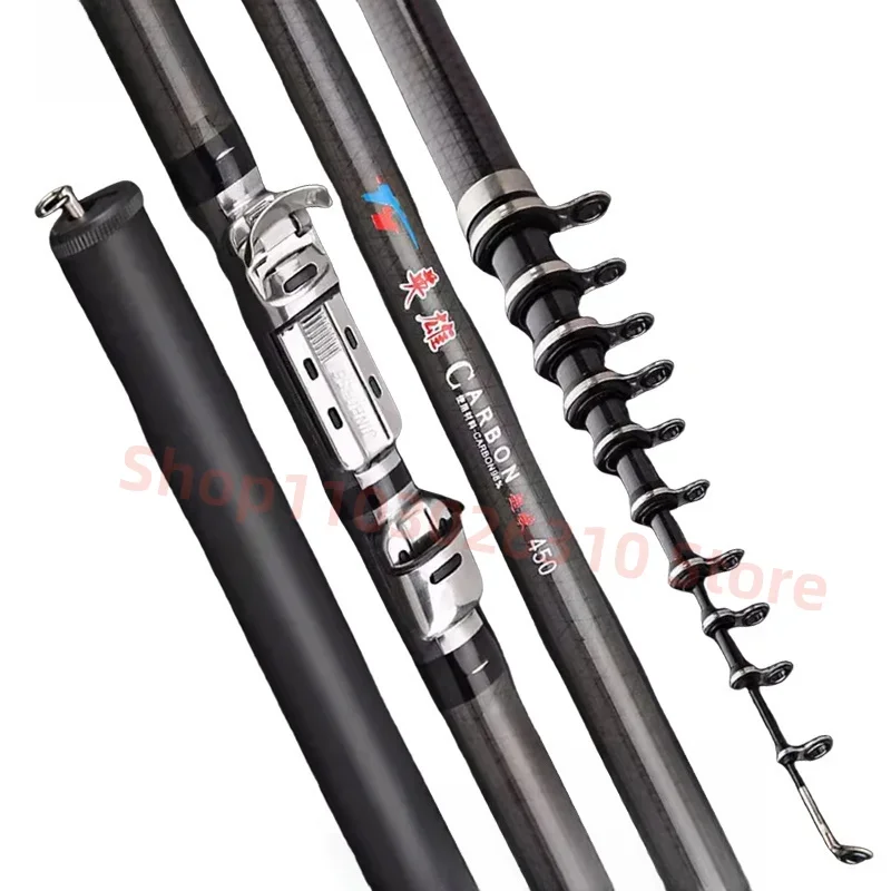 3.6M 4.5M 5.4M 6.3M 7.2M Carbon Telescopic Rock Fishing Rod Ultra Light ...