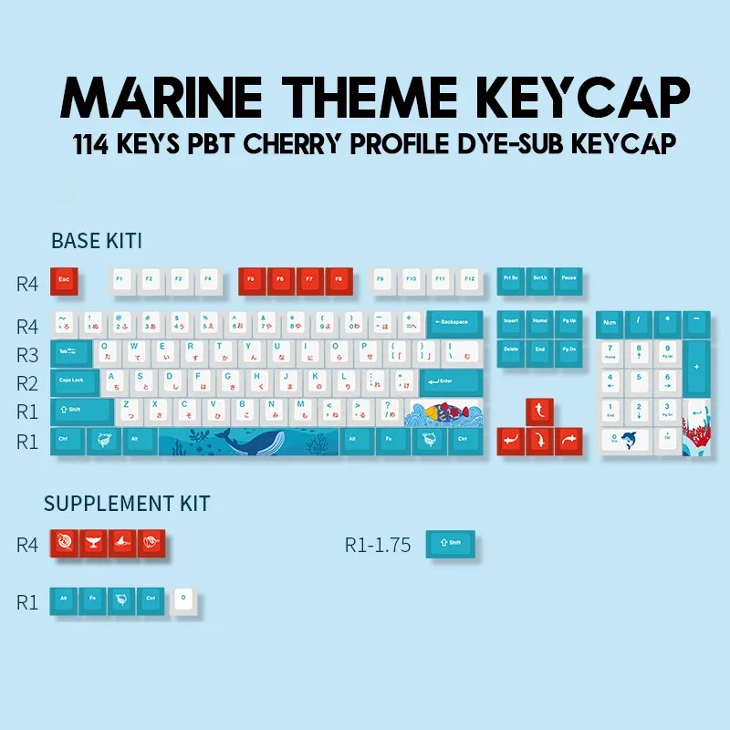 Marine-Theme-114-Keys-PBT-DYE-SUB-Keycaps-For-Mechanical-Keyboard-Anime ...