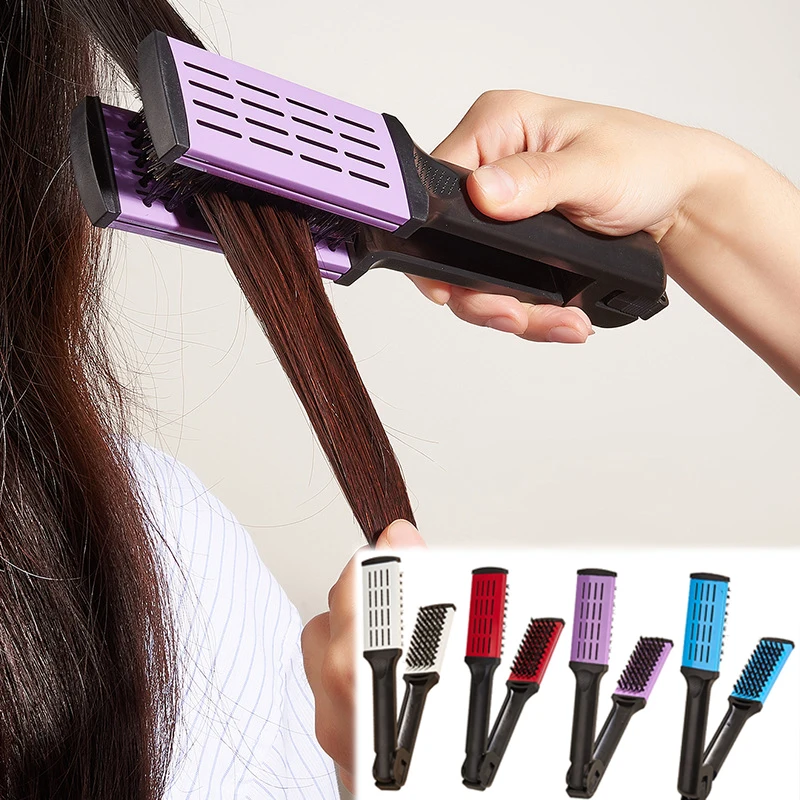 Pro-Hairdressing-Straightener-Nylon-Hair-Straightening-Double-Brushes-V ...