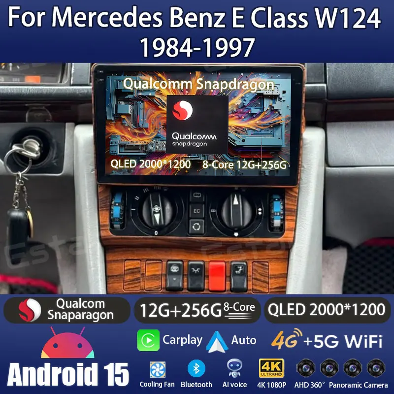 Radio de coche Android 15 para Mercedes Benz Clase E W124 1986-1995 ...