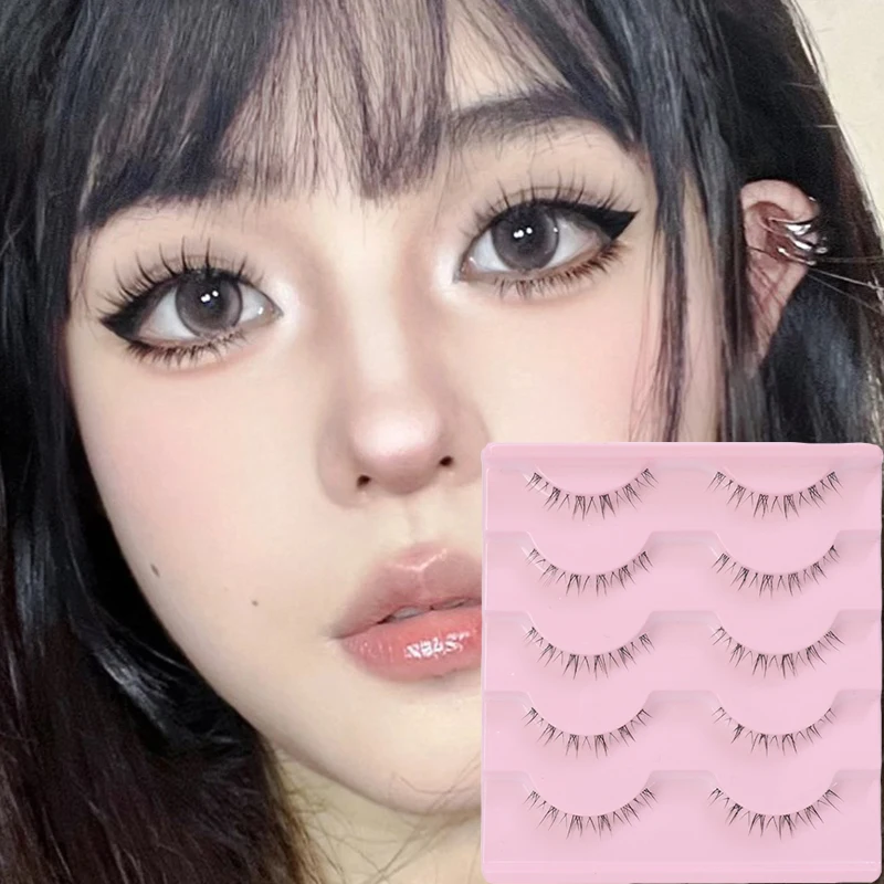 5-Pairs-Lower-Eyelash-Fake-Eyelash-Long-Lasting-Handmade-Clear-Band ...