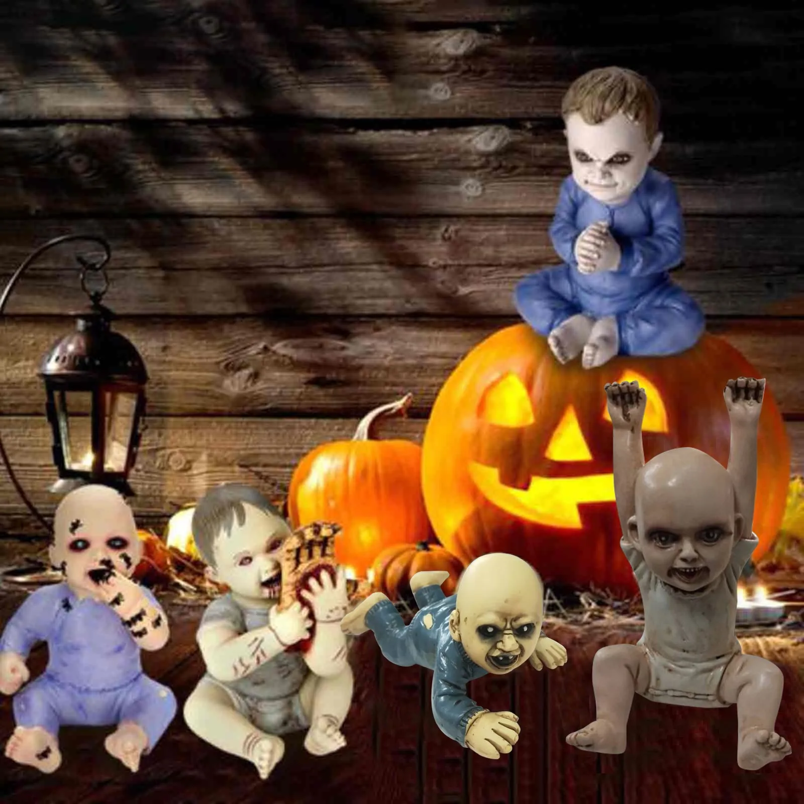 Halloween Crawling Zombie Prop Animated Horror Babies Doll Ghost ...