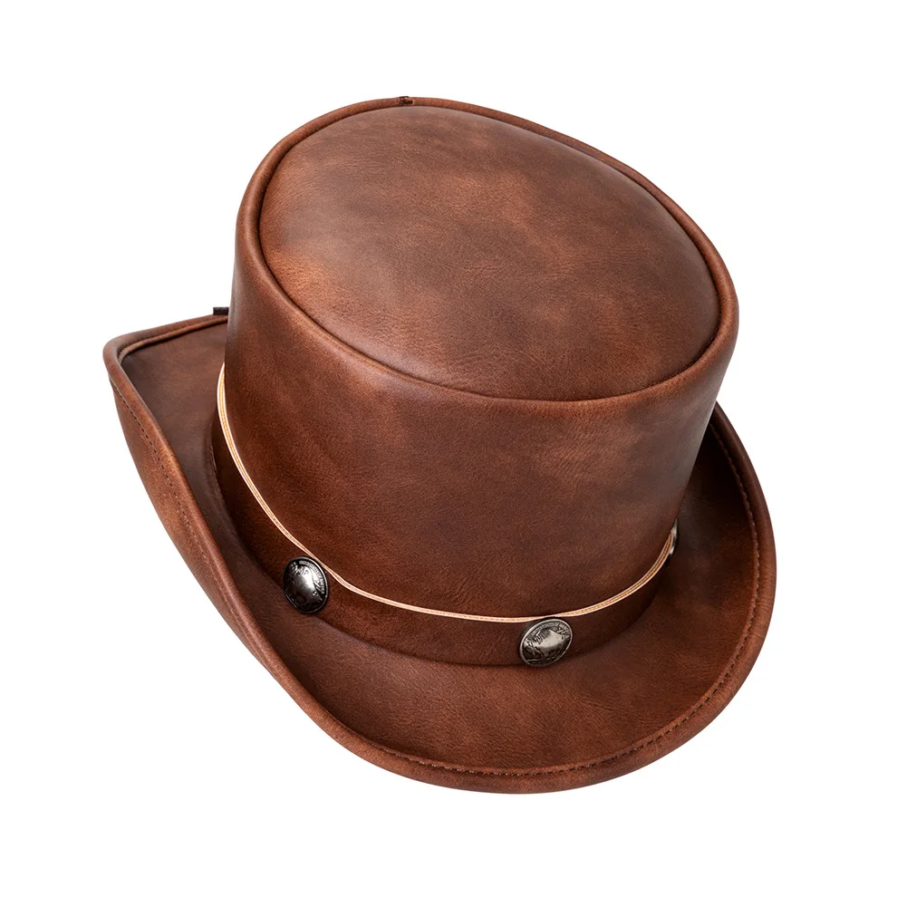 2022 New Punk Style Pu Leather Top Jazz Hat For Men/women New Magic ...