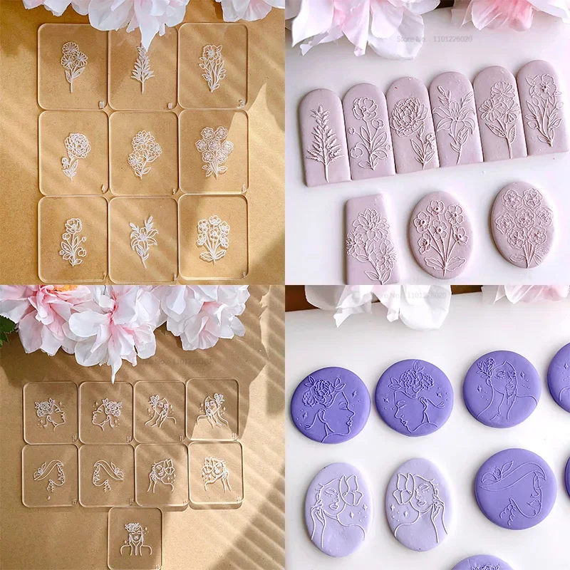 Elegant-Abstract-Face-Polymer-Clay-Stamp-Cutter-Botanical-Bunch-of ...
