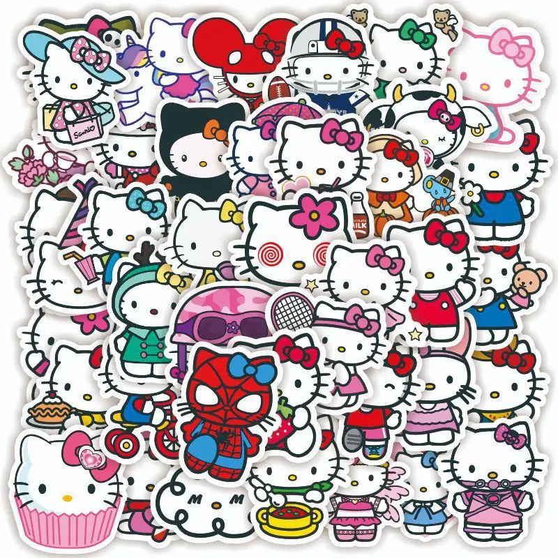 50-100Pcs-Hello-Kitty-Cartoon-Stickers-Girl-Decals-for-Laptop-Diary ...