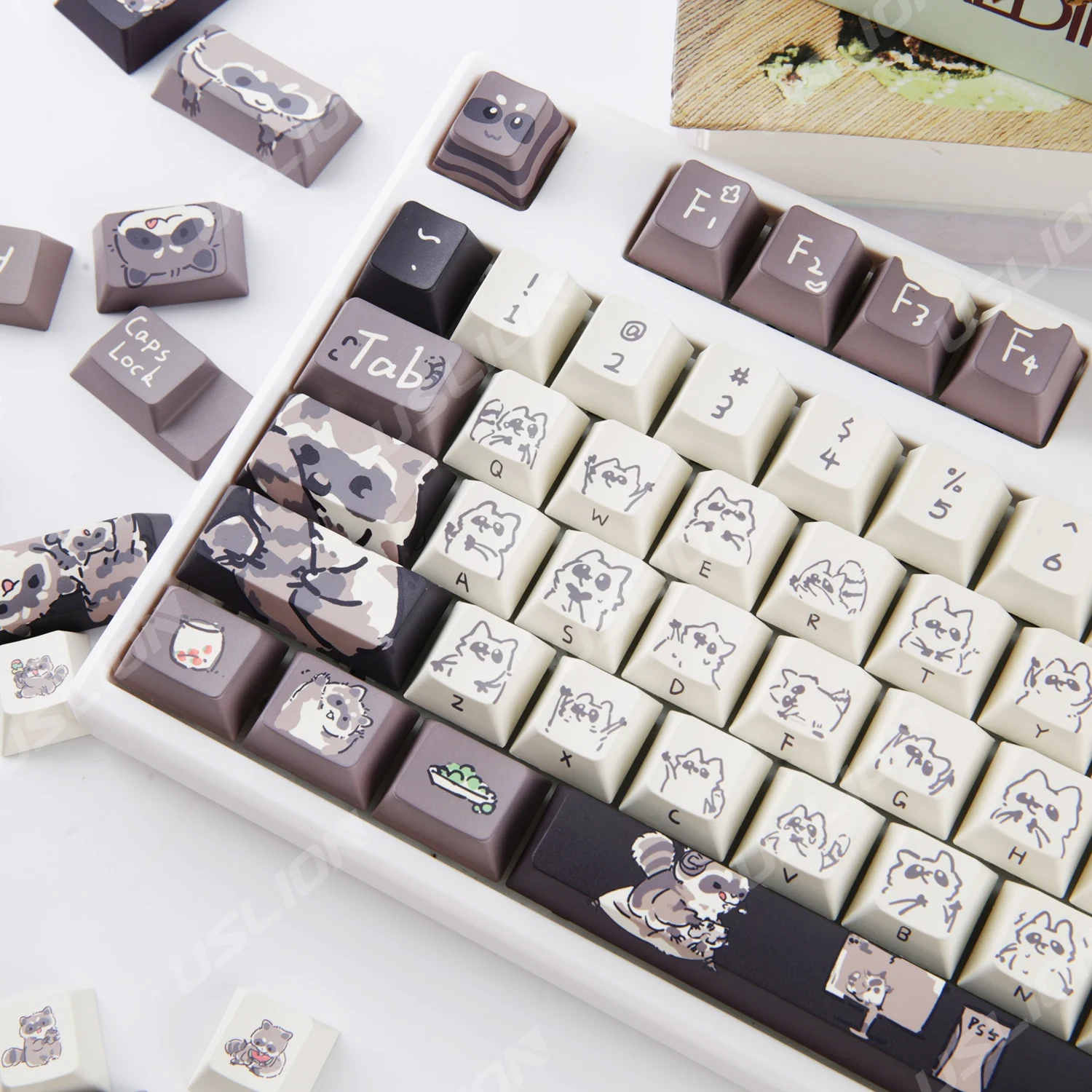 148 Keys MDA Cherry Profile ISO Layout Keycaps Raccoon Theme PBT Side ...