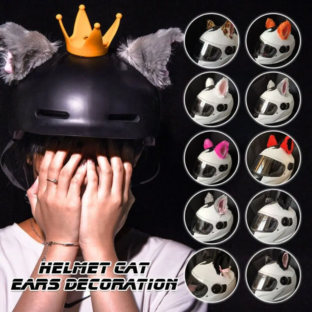 1pair-Motorcycle-Helmet-Cat-Ears-Decoration-Cute-Plush-Stickers ...