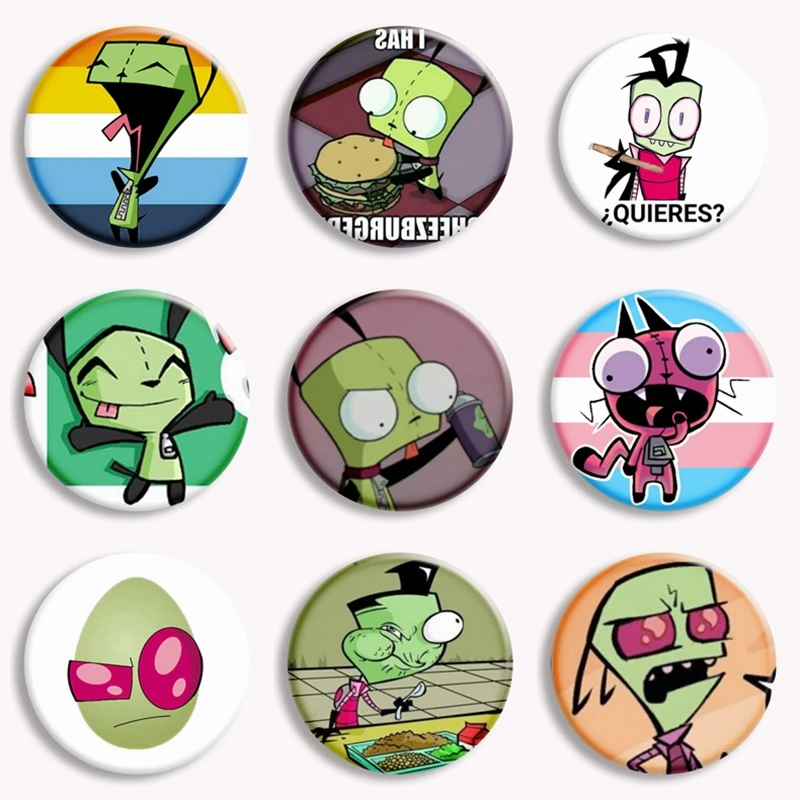 Funny-Cartoon-Invader-Zim-Button-Pin-Cute-Anime-Animal-Gir-Dib-Brooch ...